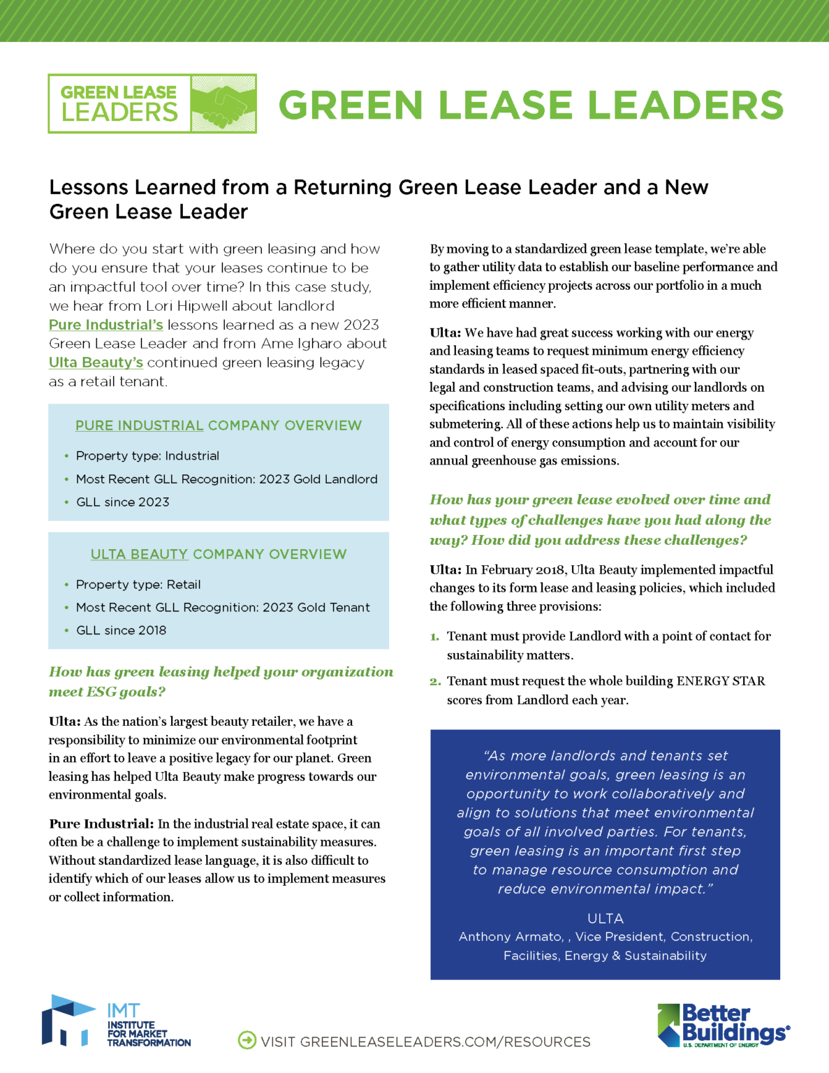 Green Lease Library - Green Lease Leaders